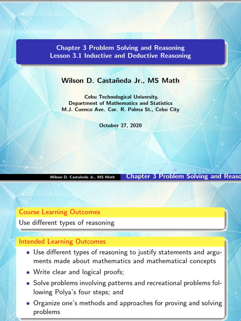 Lesson 3.1 Inductive and Deductive Reasoning | PDF | Deductive Reasoning | Argument