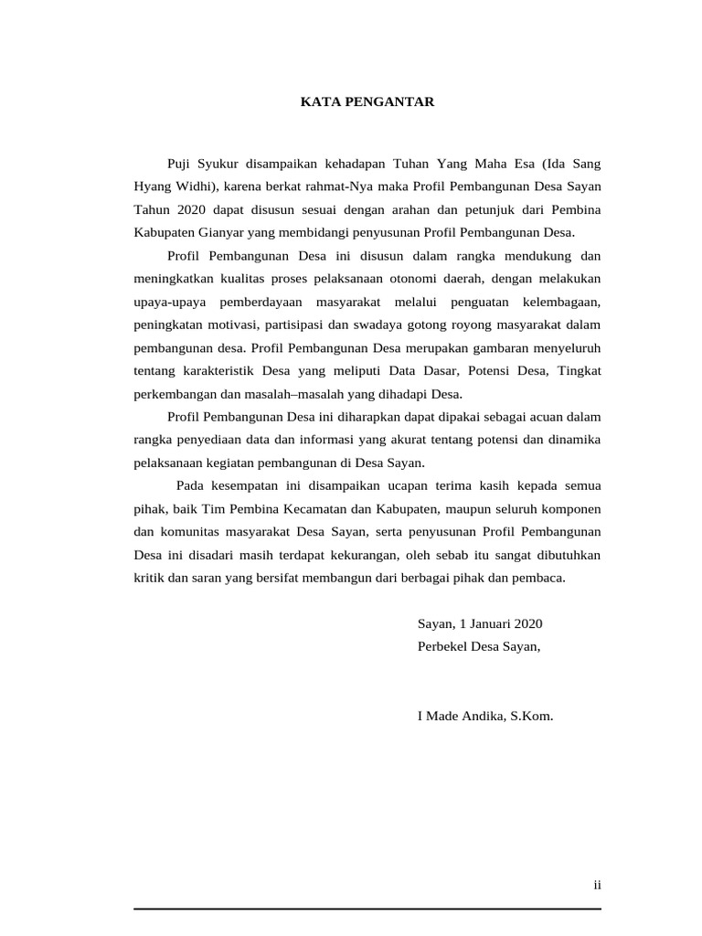Profil Desa SAYAN Fix | PDF