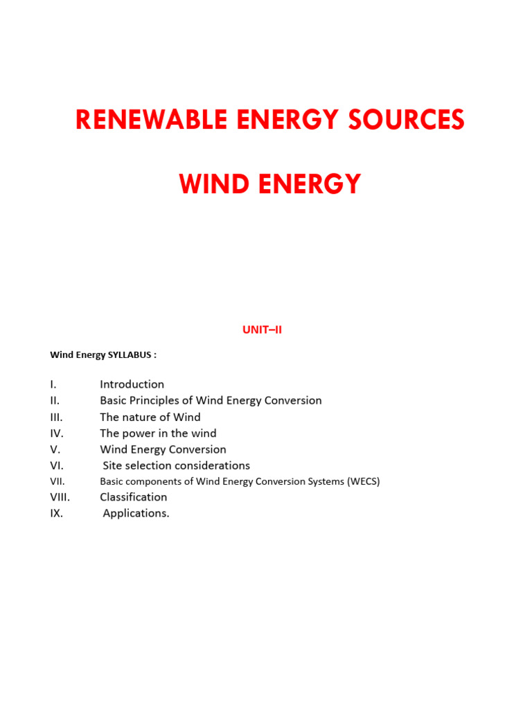 Unit 2 Wind Energy | PDF | Wind Turbine | Wind Power