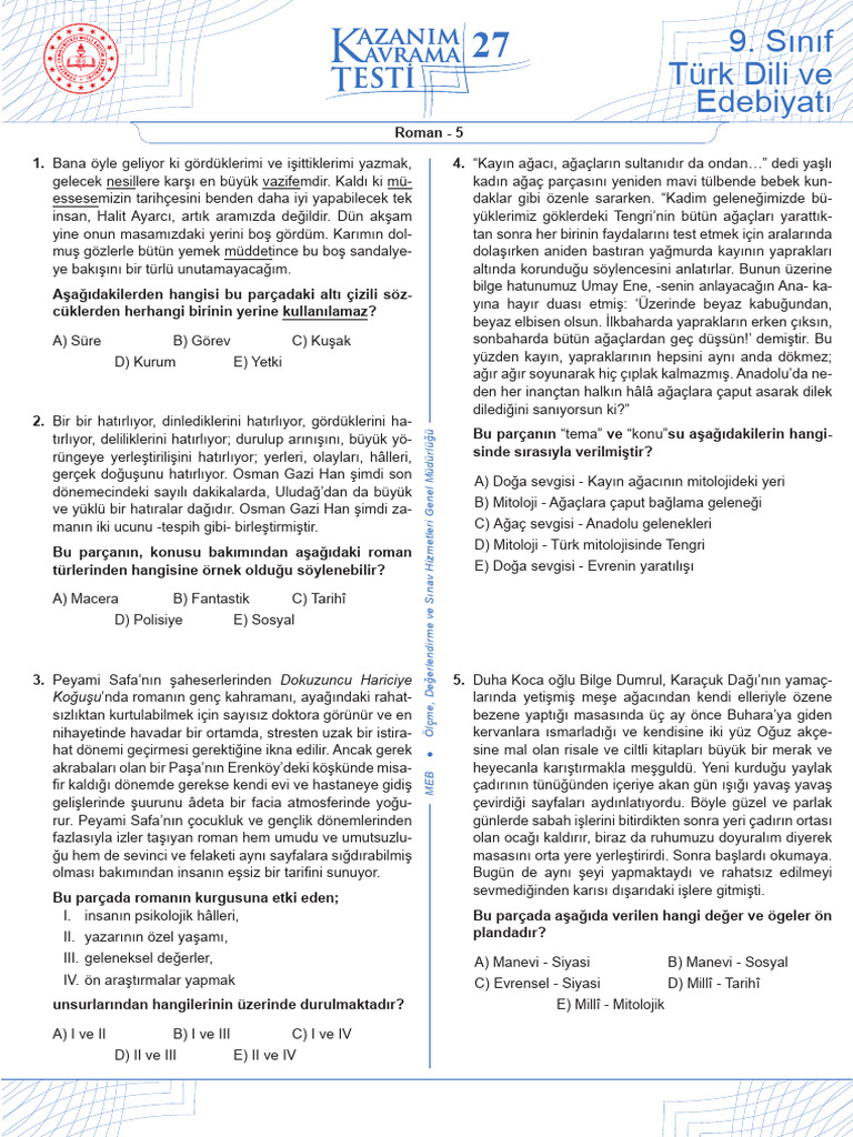 Kazanom Kavrama Testleri | PDF