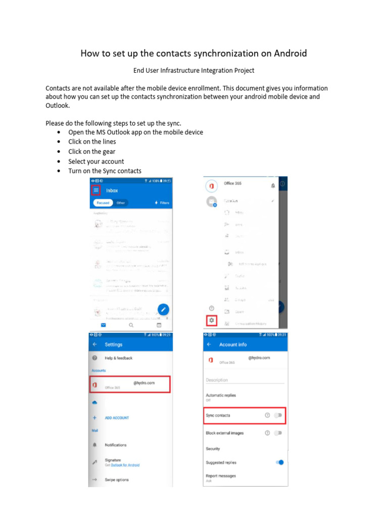 How To Set Up The Contact Synchronization On Android | PDF