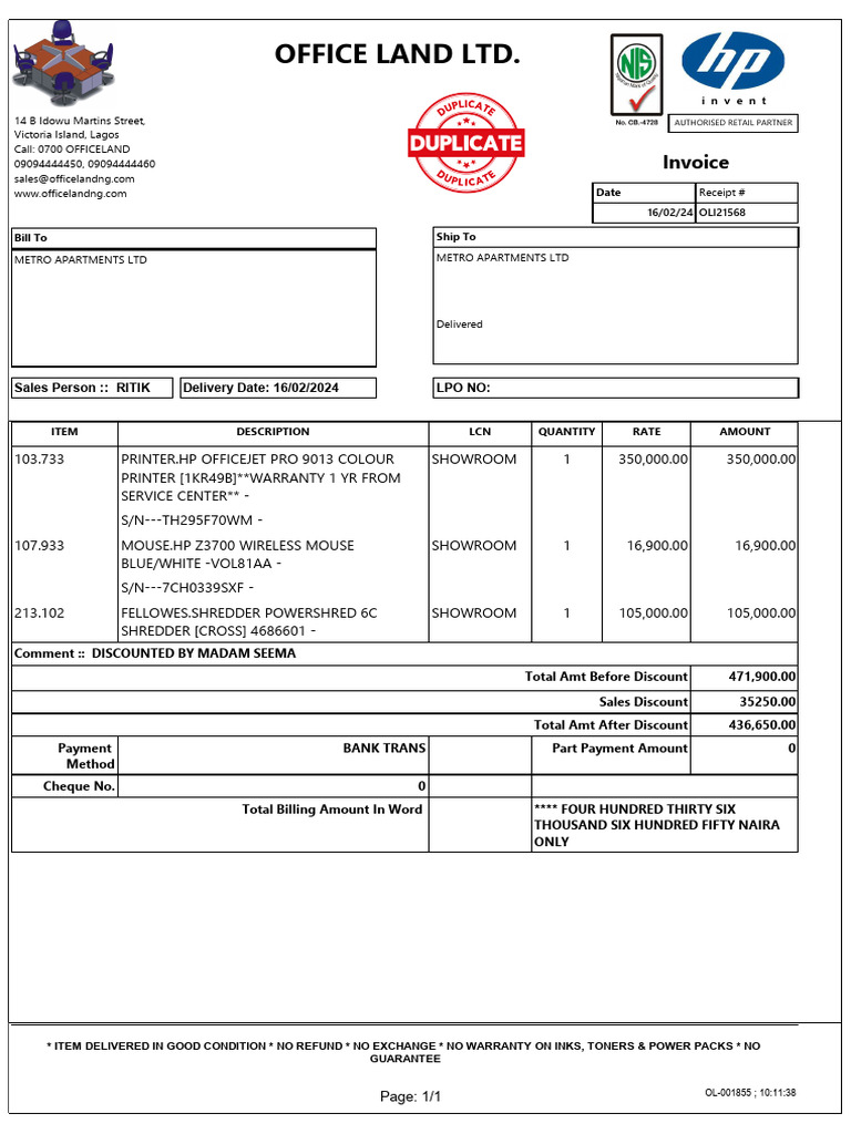sales invoice | PDF