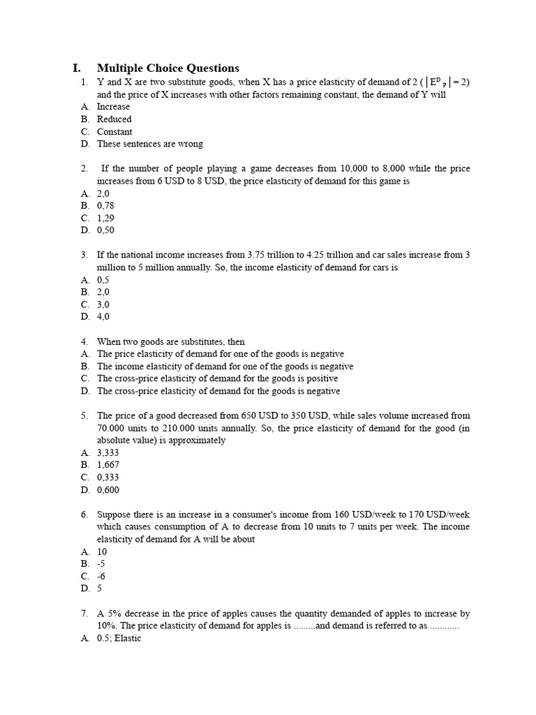 Chapter-3 Demand-Elasticity Exercises | PDF | Demand | Elasticity (Economics)