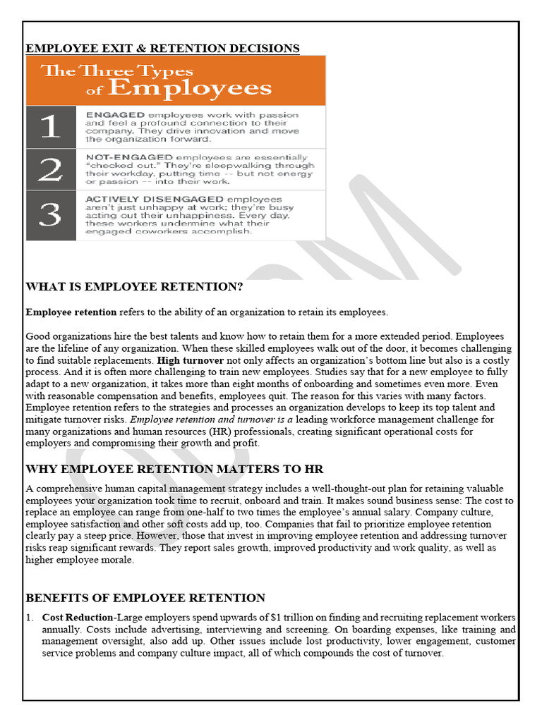OBHRM Module 10- Exit + Retention | PDF | Employee Retention | Turnover ...