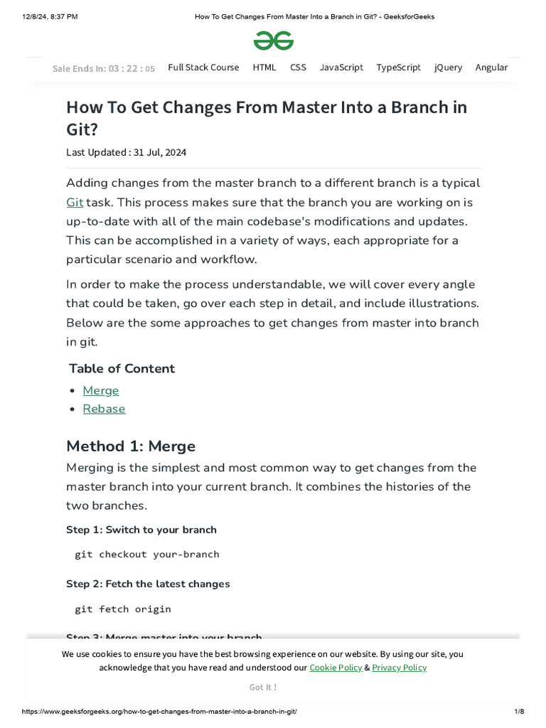 How To Get Changessds From Master Into A Branch in Git - GeeksforGeeks ...