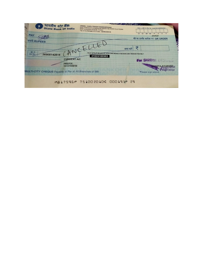 Cancelled Cheque | PDF