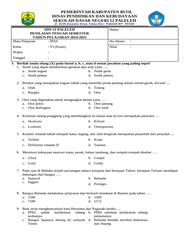 Soal Asas Ganjil IPAS Kelas 6 | PDF