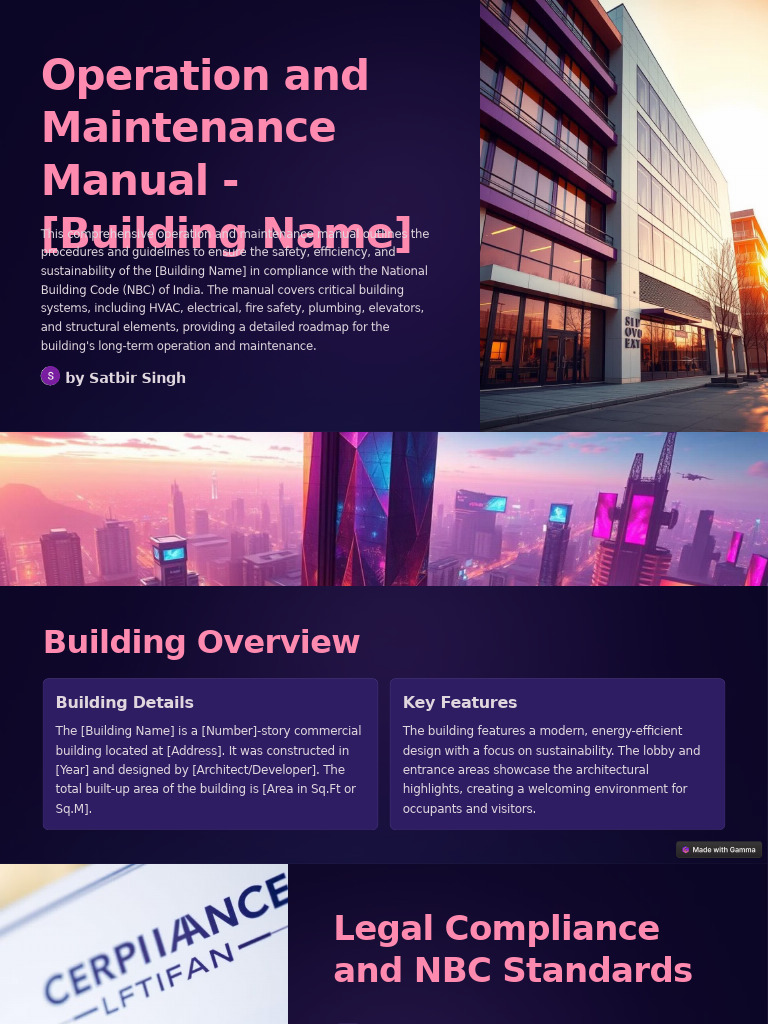 Operation & Maintenance Manual for [Building Name] | PDF | Sustainable ...