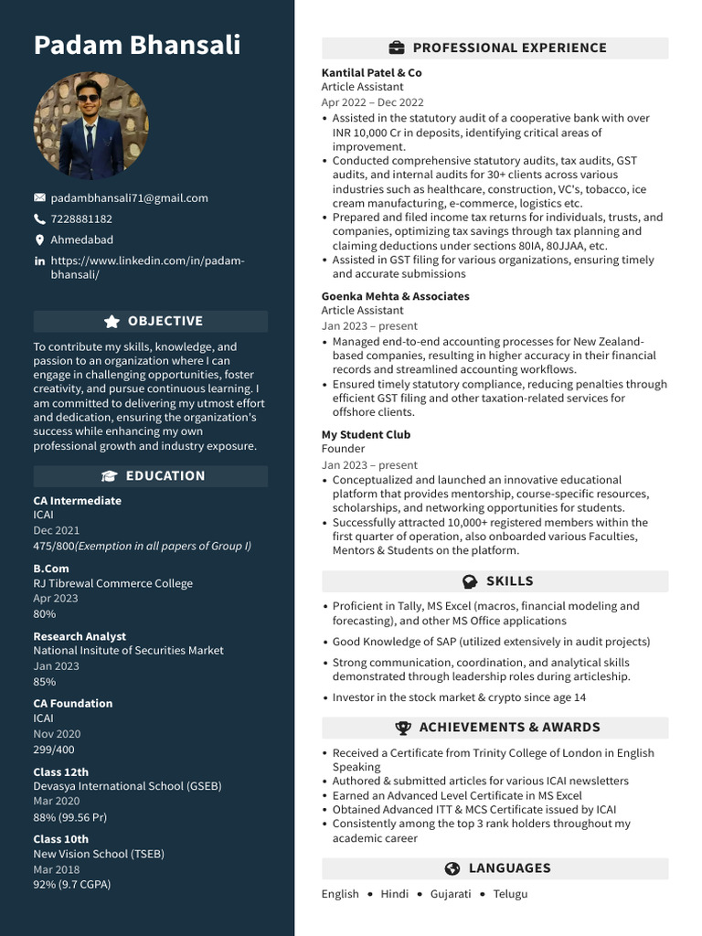 Padam_Resume | PDF | Audit | Taxes