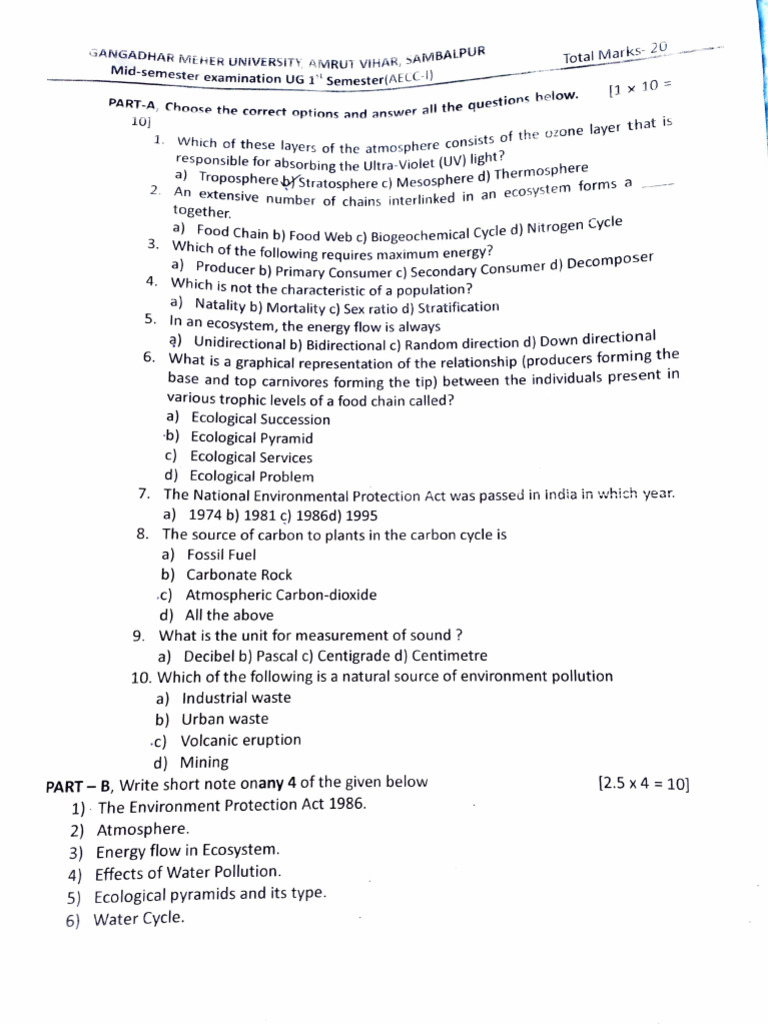 EVS(pyq) | PDF | Atmosphere Of Earth | Atmosphere
