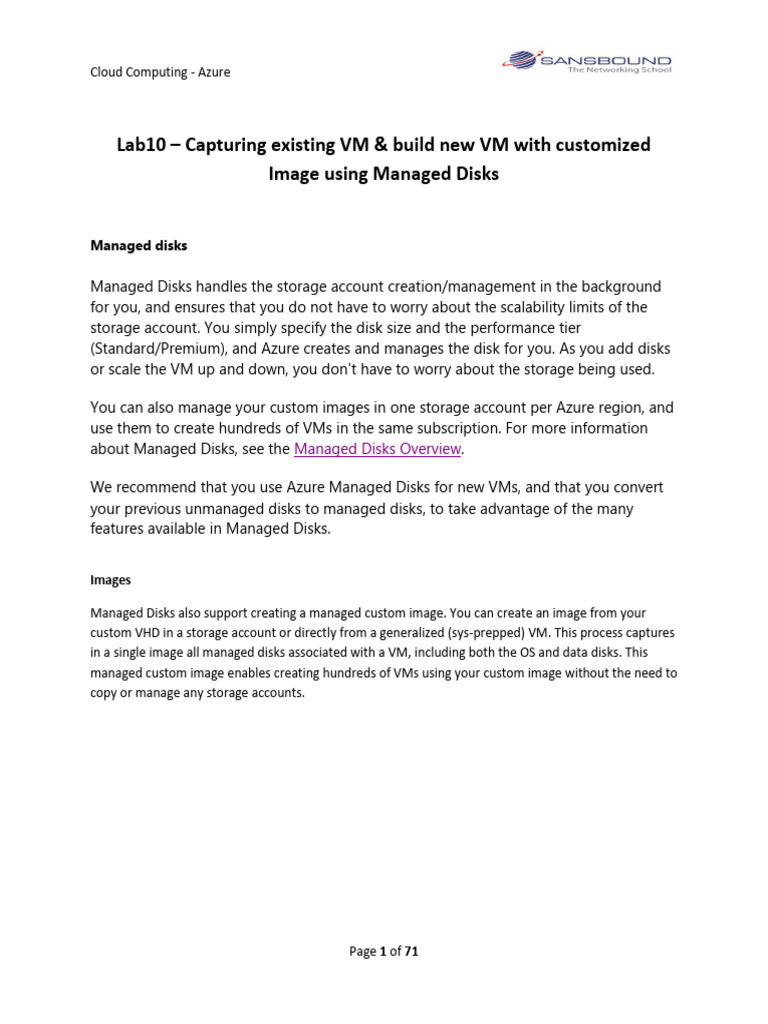 Lab10 - Capturing Existing VM - Build New VM With Customized Image Using Managed Disks - Azure ...