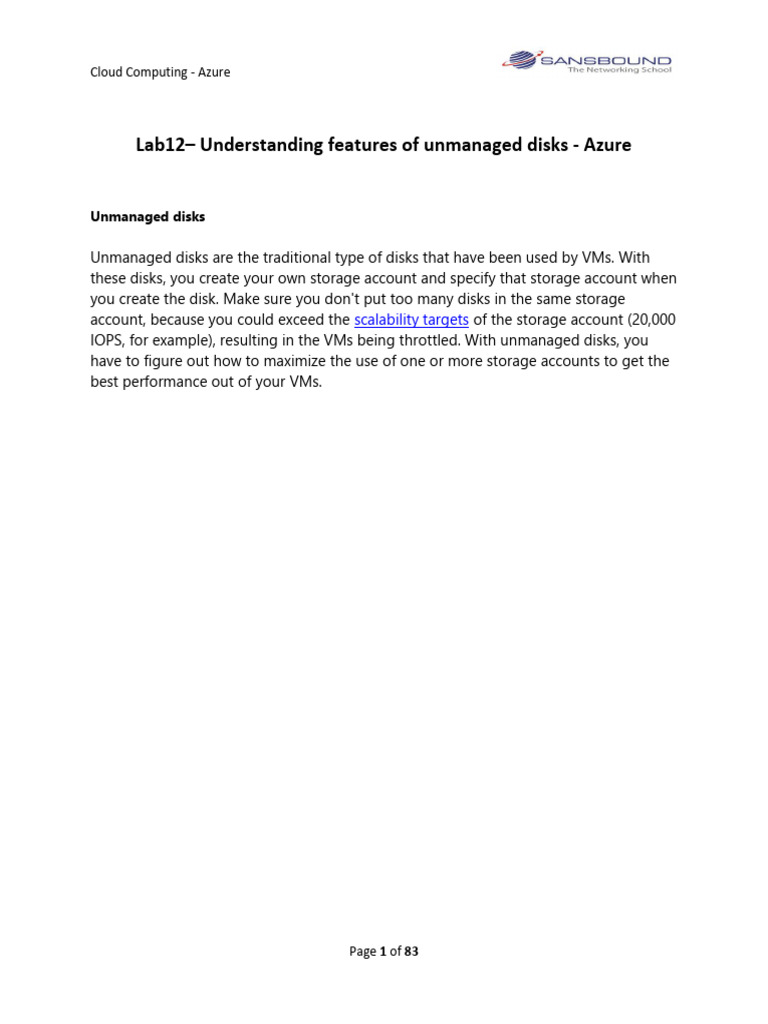 Lab12 - Understanding features of Unmanaged disks - Azure | PDF ... Lab12 - Understanding features of Unmanaged disks - Azure | PDF ...