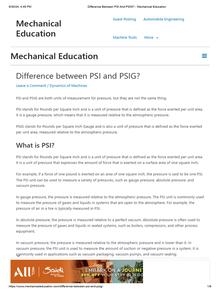 PSI vs PSIG: Key Differences Explained | PDF | Pressure | Pressure ...