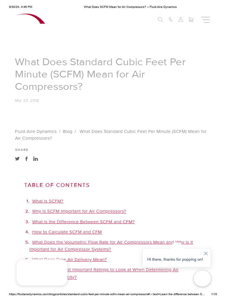 What Does SCFM Mean For Air Compressors - Fluid-Aire Dynamics | PDF ...