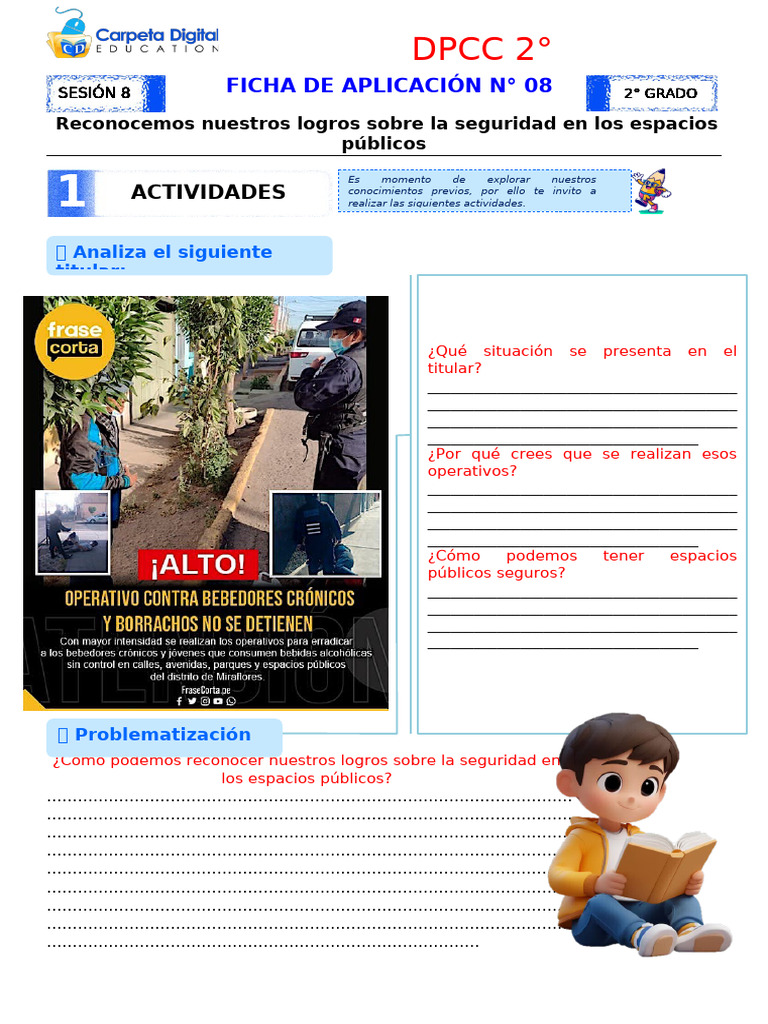 FICHA 8 - RECONOCEMOS NUESTROS LOGROS SOBRE LA SEGURIDAD EN LOS ESPACIOS PÚBLICOS - DPCC 2DO | PDF
