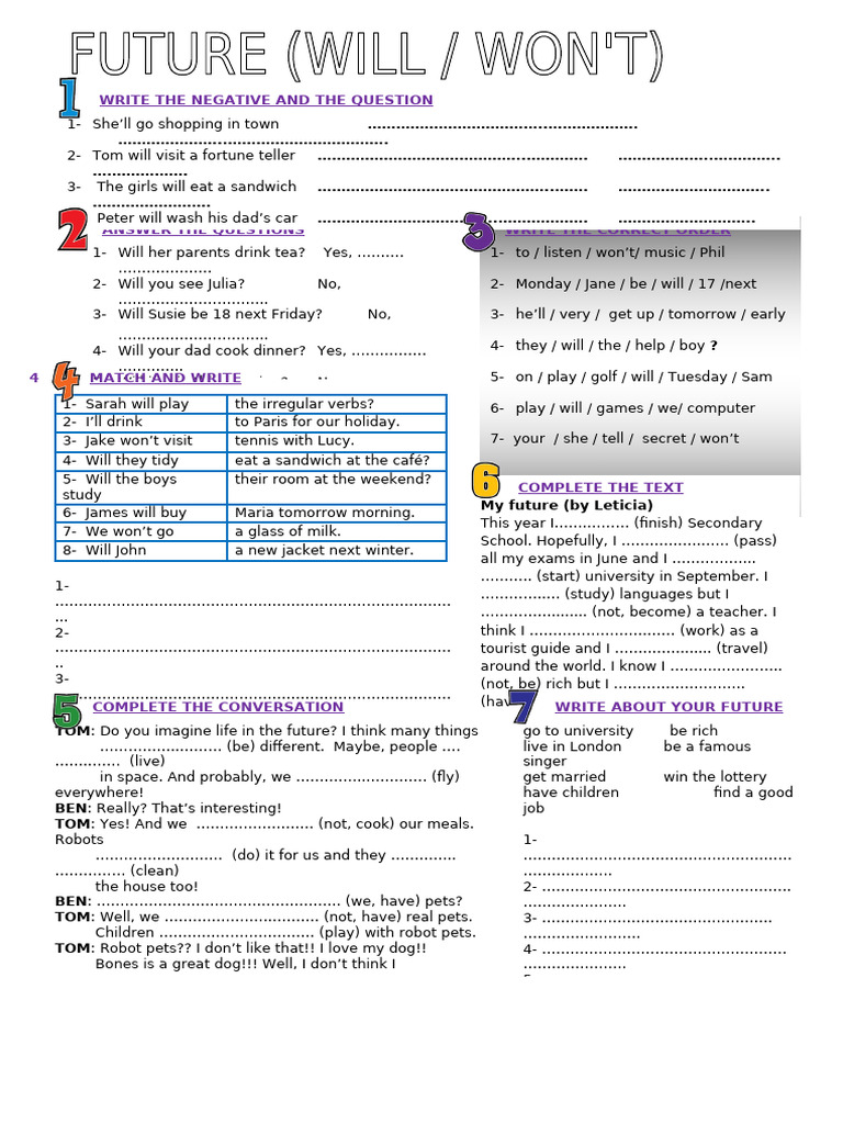 Future Will Wont Grammar Drills Sentence Transformation Rephrasing | PDF | Grammar | Linguistics