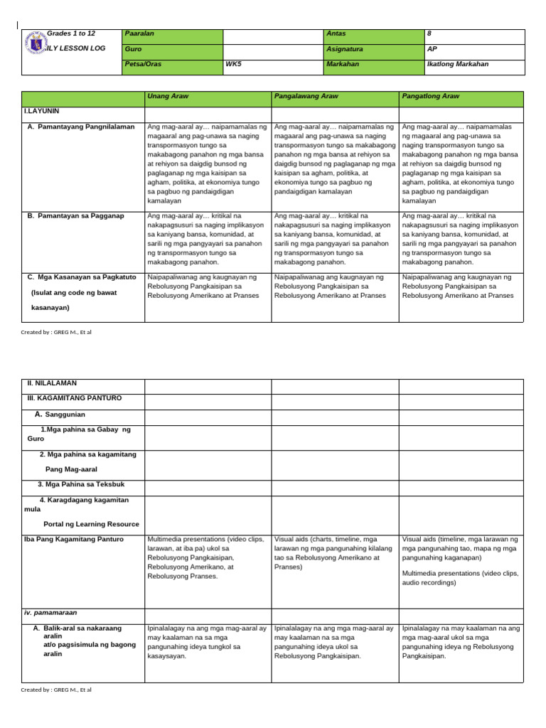 AP8 Q3 WK5 Done | PDF