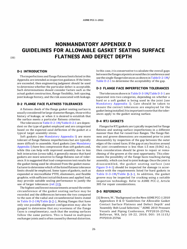 Acceptance Criteria For Flange Face Defects - ASME PCC-1 | PDF | Mechanical Engineering