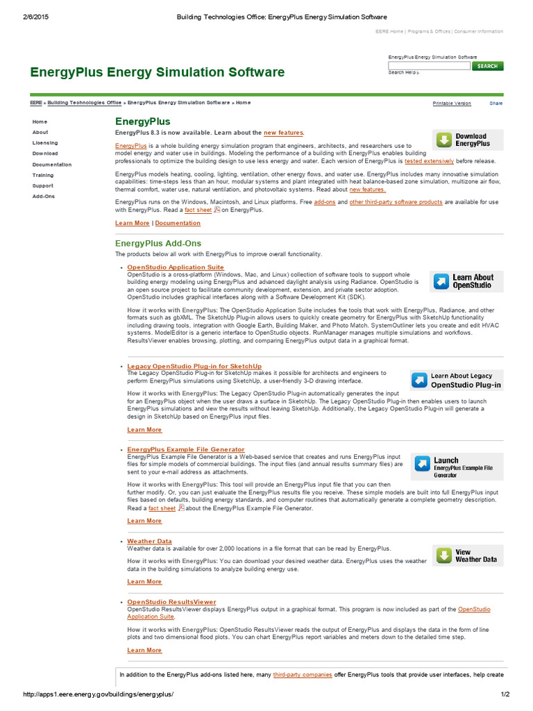 Building Technologies Office EnergyPlus Energy Simulation Software ...