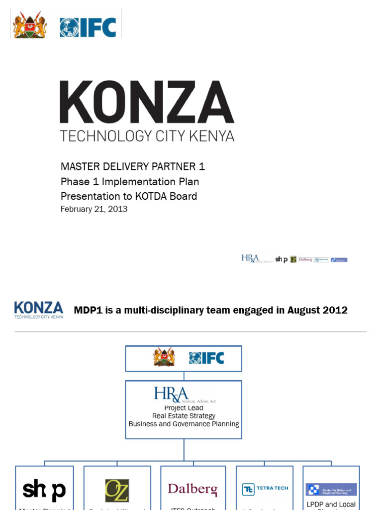 Konza - MDP1 Implementation Plan by Dr. Bitange Ndemo | PDF | Public–Private Partnership | Chief ...