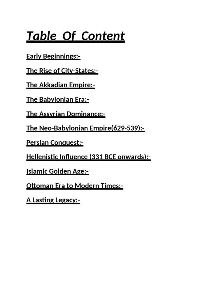 Table of Content Mesopotamia-1 | PDF
