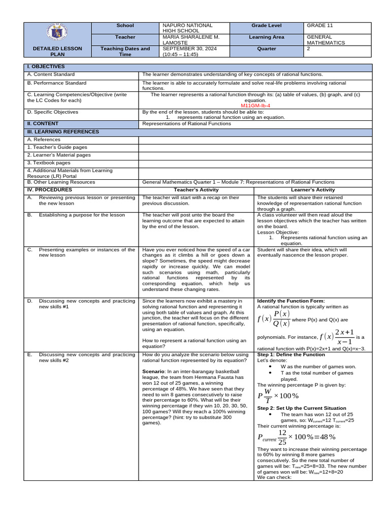 DLP-W2-Rational Function (Equation) | PDF | Function (Mathematics) | Learning