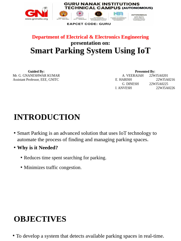 Smart Parking System Using IoT | PDF | Parking | Internet Of Things