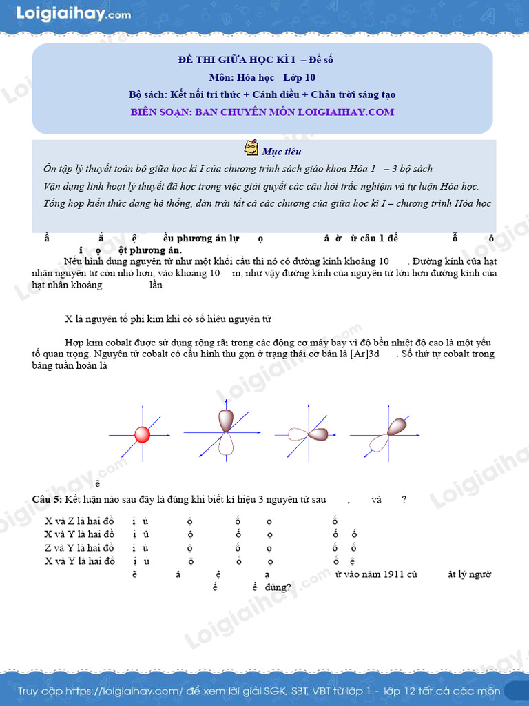 De Thi Giua Ki 1 Hoa 10 Ket Noi Tri Thuc de So 13 | PDF