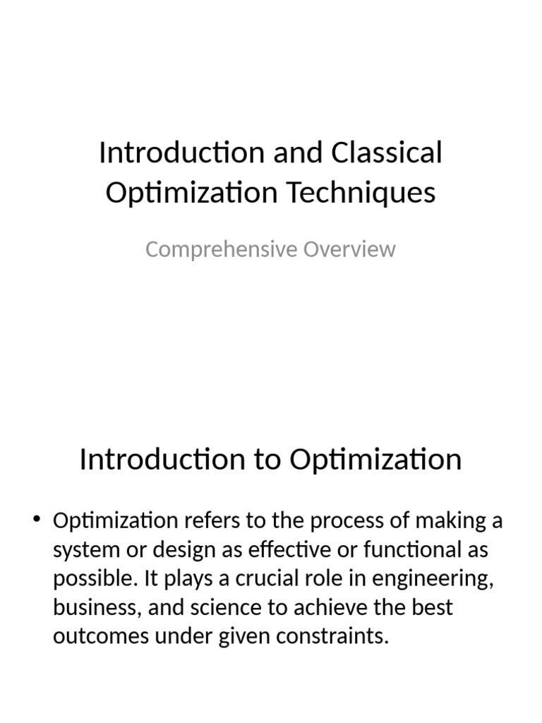 Optimization Techniques | PDF