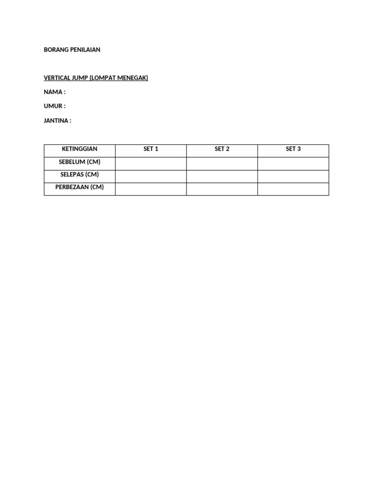 Borang Penilaian Lompat Menegak | PDF