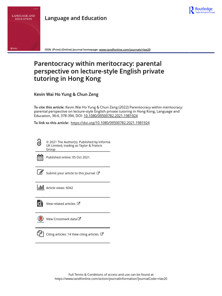 Parentocracy Within Meritocracy Parental Perspective On Lecture-Style ...