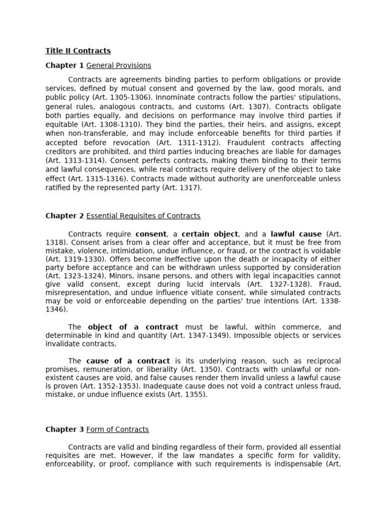 Title II Contracts | PDF | Consent | Civil Law (Legal System)