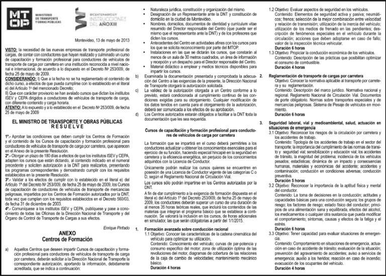 R Cursos Capacitacion Camiones Mtop | PDF