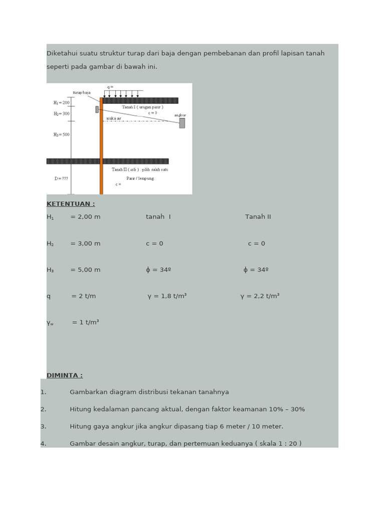 Perhitungan Dinding Penahan Tanah | PDF