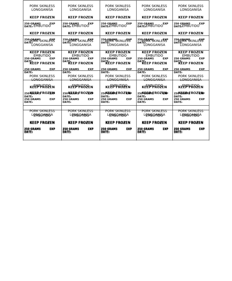 Pork Skinless Longganisa Label | PDF