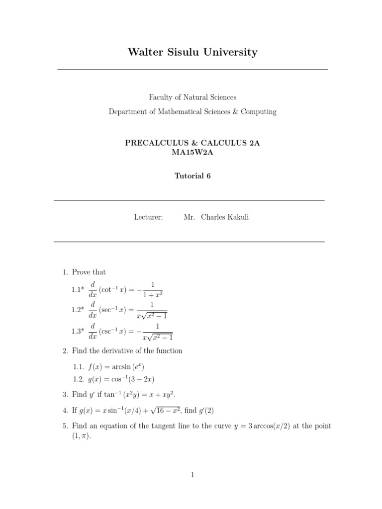 Ma15w2a - Tut 6 | PDF