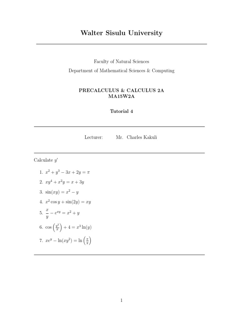 Ma15w2a - Tut 4 | PDF