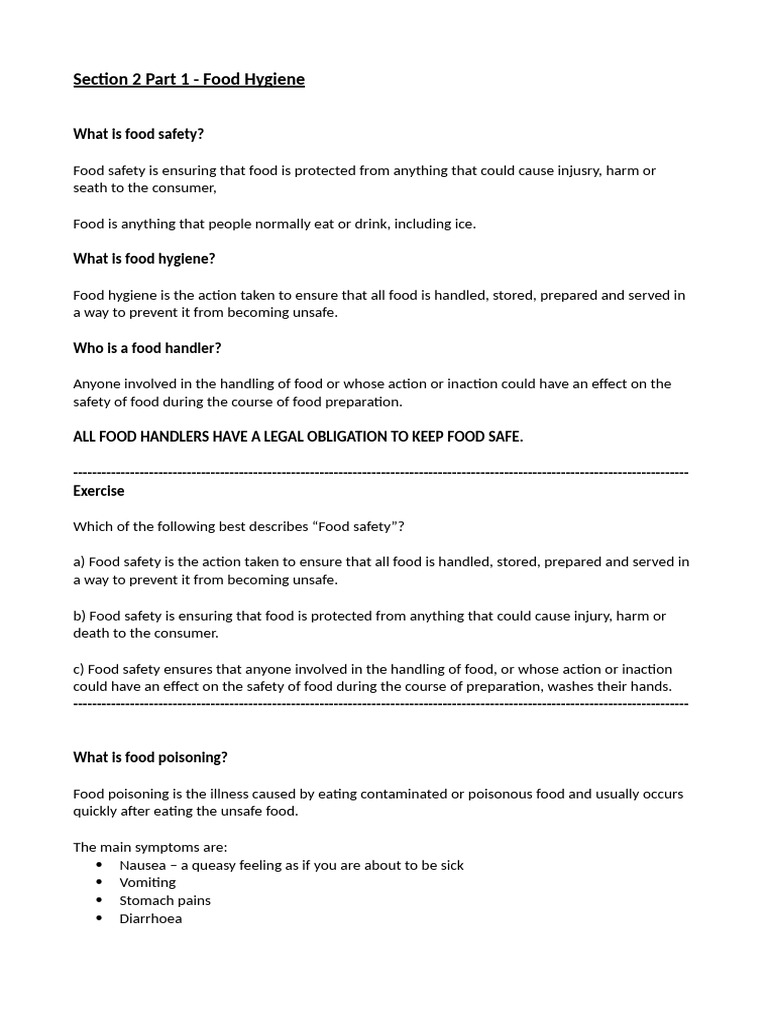 Food Safety Level 2 1 of 2 F5 | PDF | Food Safety | Foodborne Illness