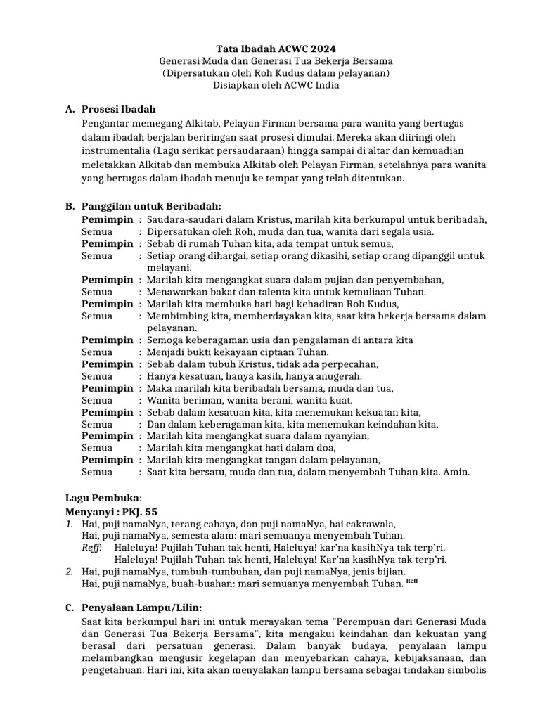 Tata Ibadah ACWC 2024 | PDF