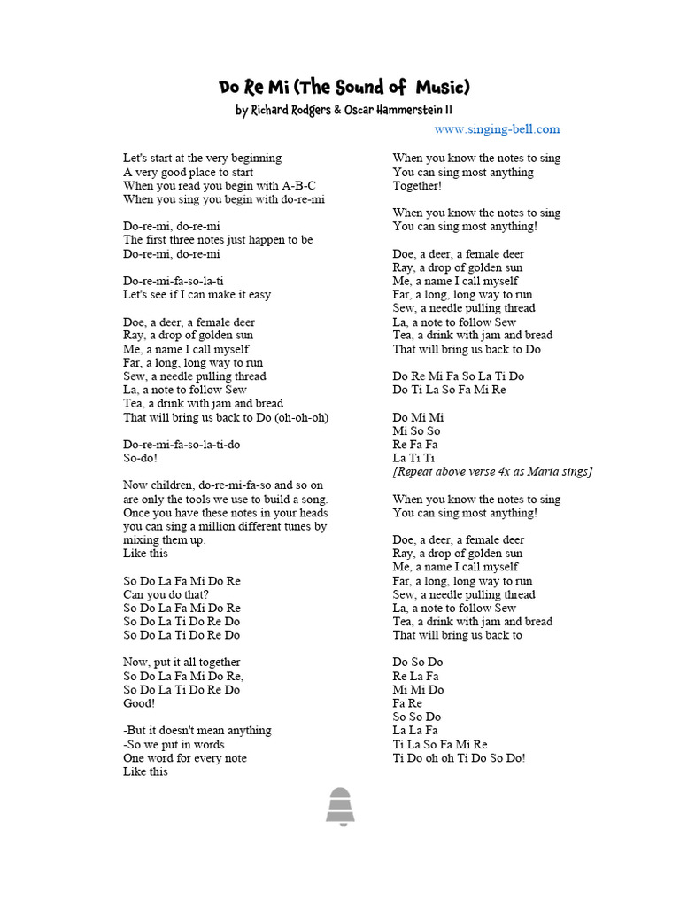 Do Re Mi Lyrics from The Sound of Music | PDF