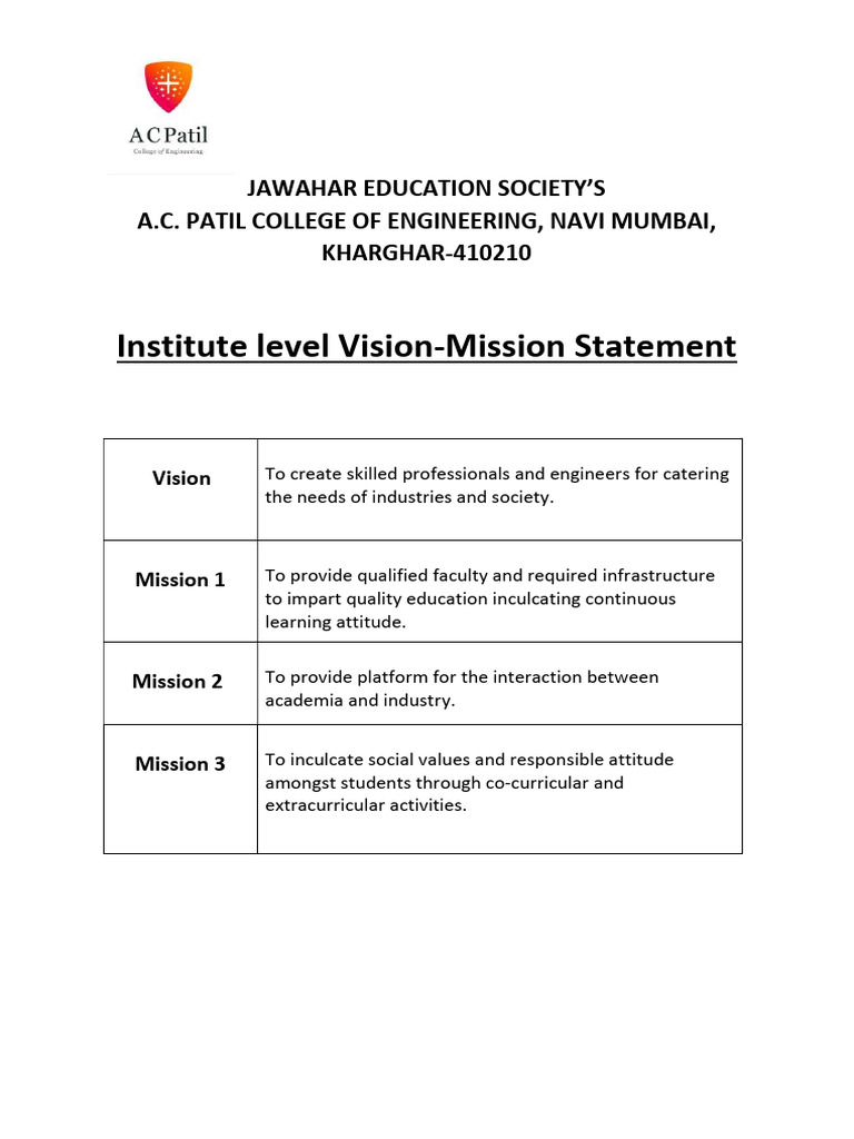 Vision Mission Page | PDF