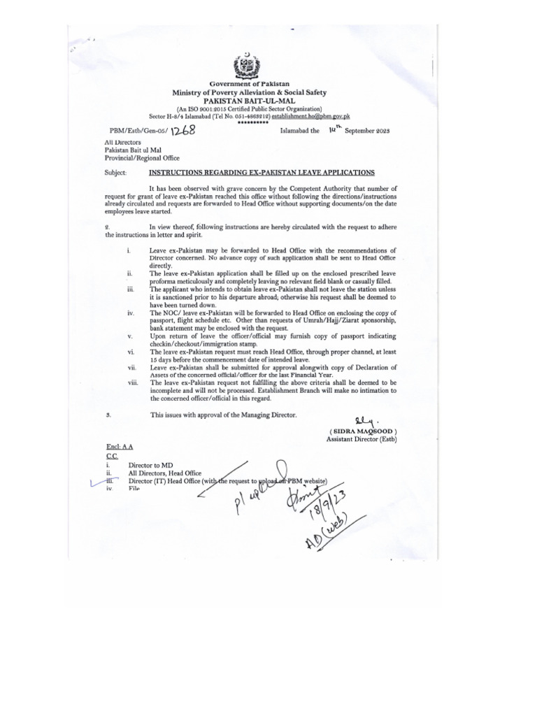 Ex-Pakistan Leave Rules Punjab Government | PDF