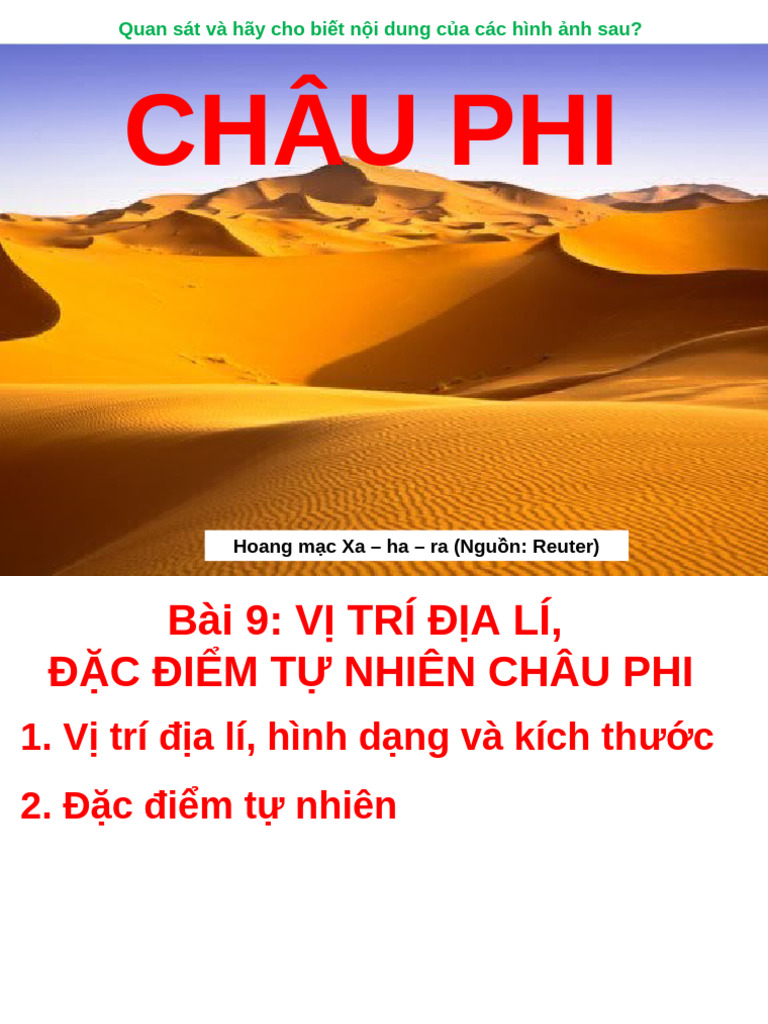 Bai 9 Vi Tri Dia Li Dac Diem Tu Nhien Chau Phi | PDF