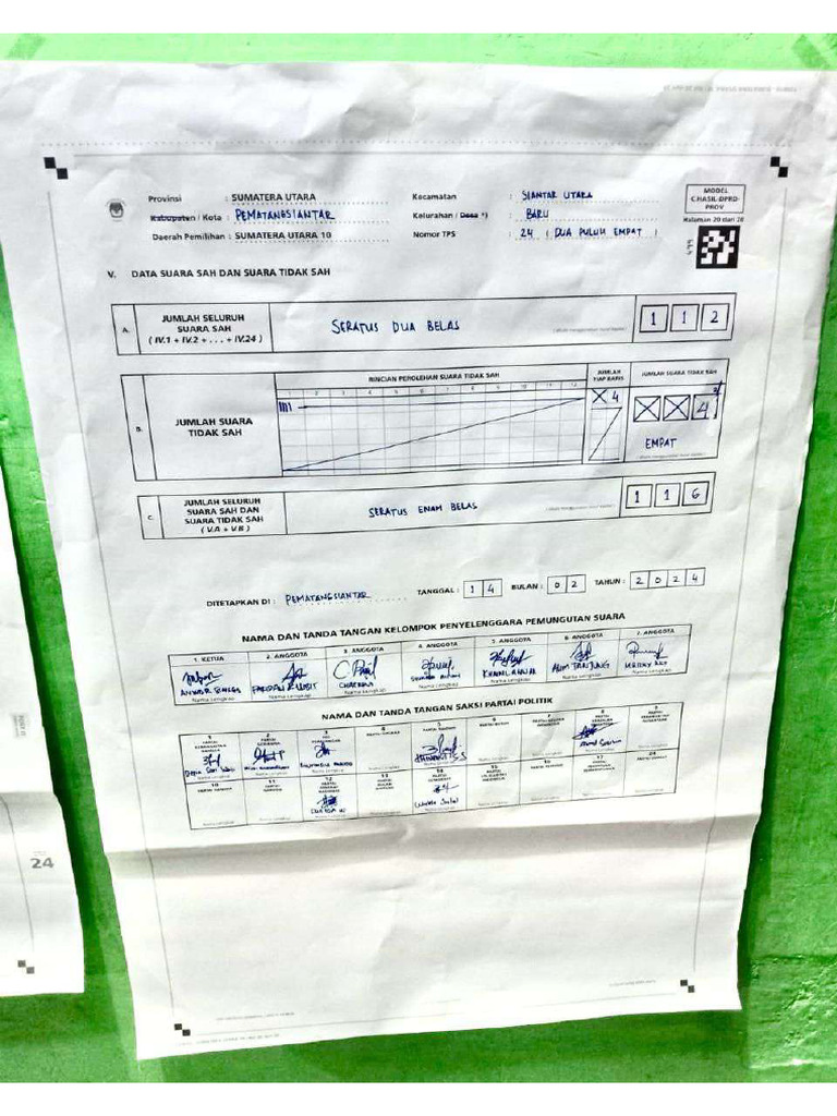C Hasil DPRD PROV TPS.24 KEL - BARU 2024 | PDF