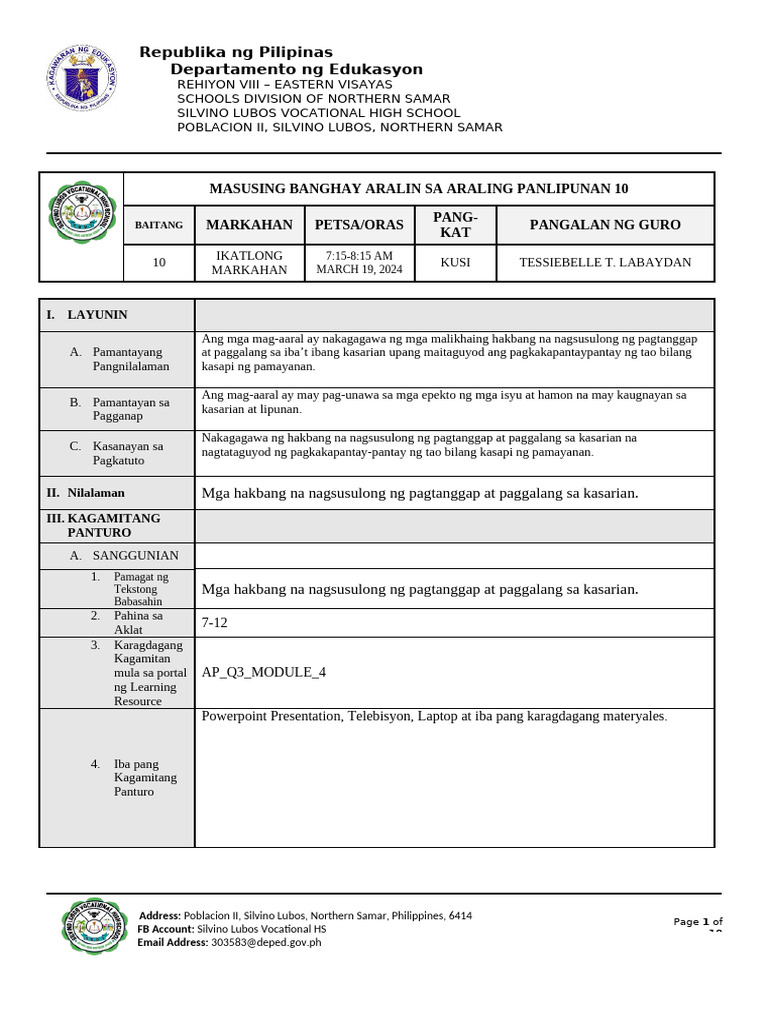 CO Lesson Plan | PDF
