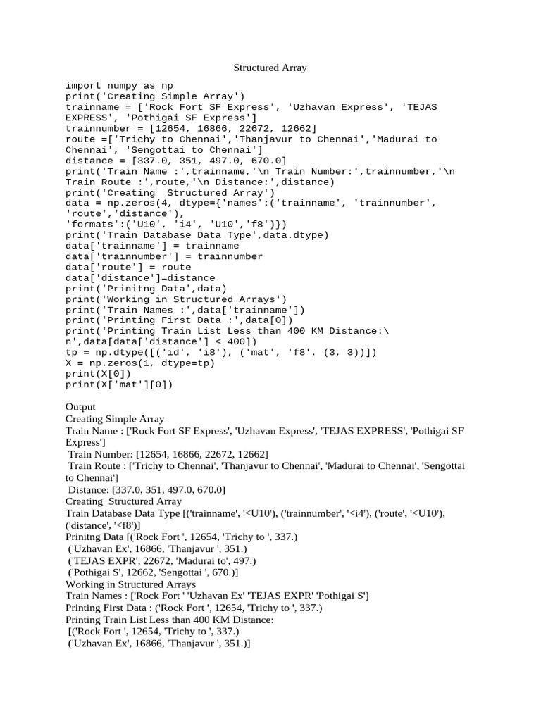 2.2numpy Structured Arrays | PDF