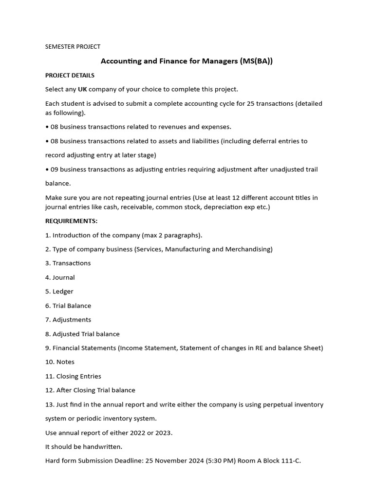 UK Company Accounting Project Guide | PDF