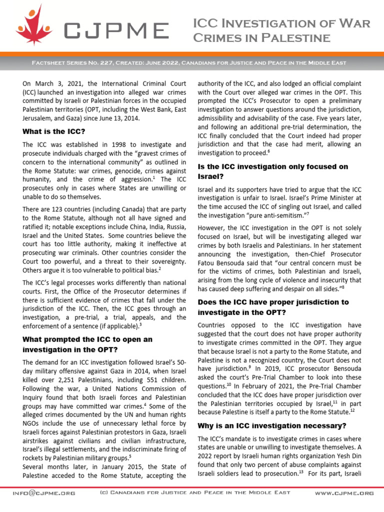 228_-_ICC_Investigation_-_EN | PDF | International Criminal Court | Israel