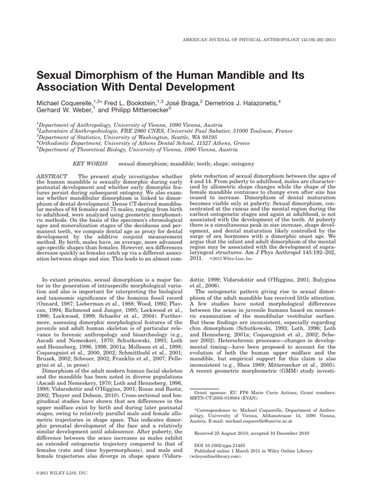 American J Phys Anthropol - 2011 - Coquerelle - Sexual dimorphism of ...