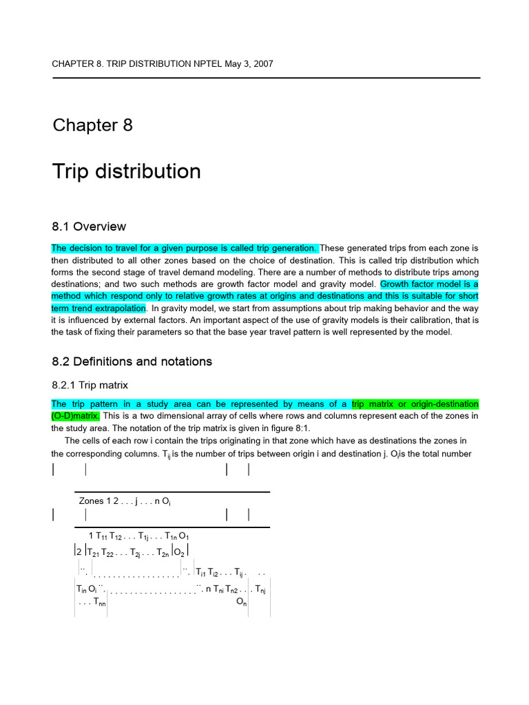 Lesson 4.4 Trip Distribution | PDF | Matrix (Mathematics) | Applied ...